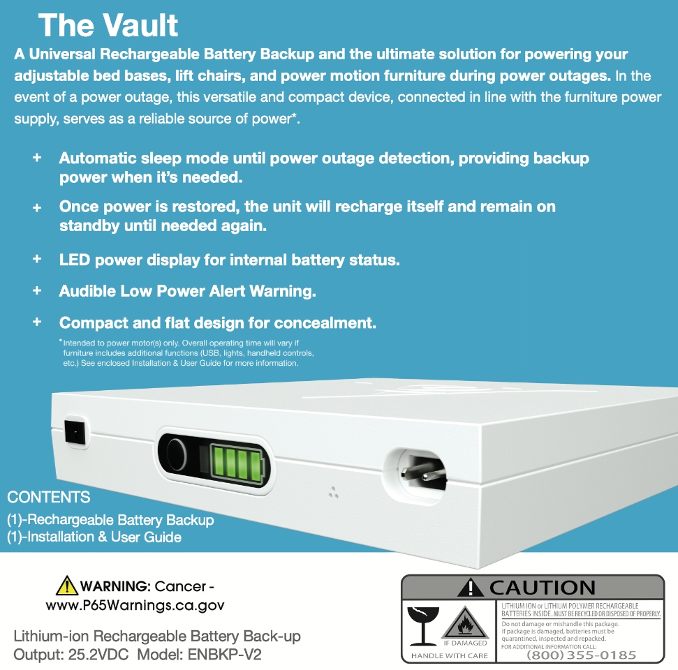 www.enouvation.com: THE VAULT UNIVERSAL RECHARGEABLE BATTERY BACKUP